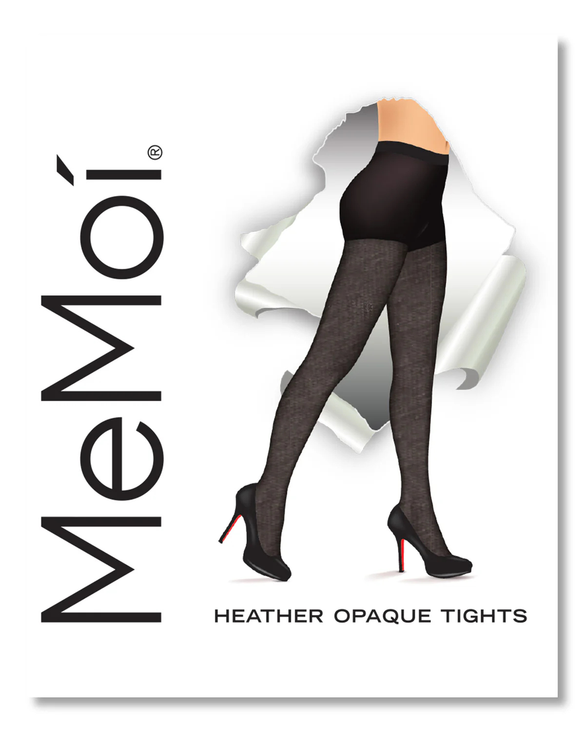 Memoi Heather Flat Knit Opaque Tights - Mo-386 | Hosiery Plus